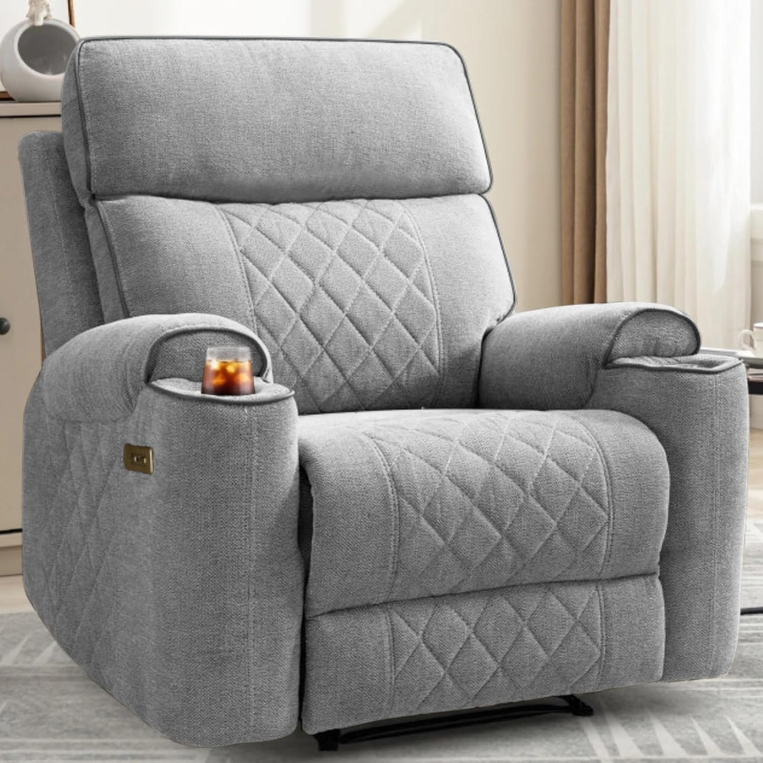 Amazon.com: ANJ Classic Power Recliner Chair, Overstuffed Electric ...