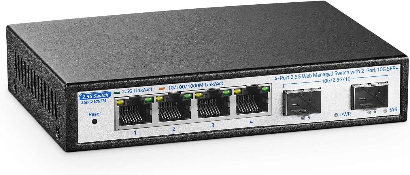 Amazon.com: 6 Port 2.5G Managed Switch with 2x10G SFP+ Slot, 4 x 2 ...