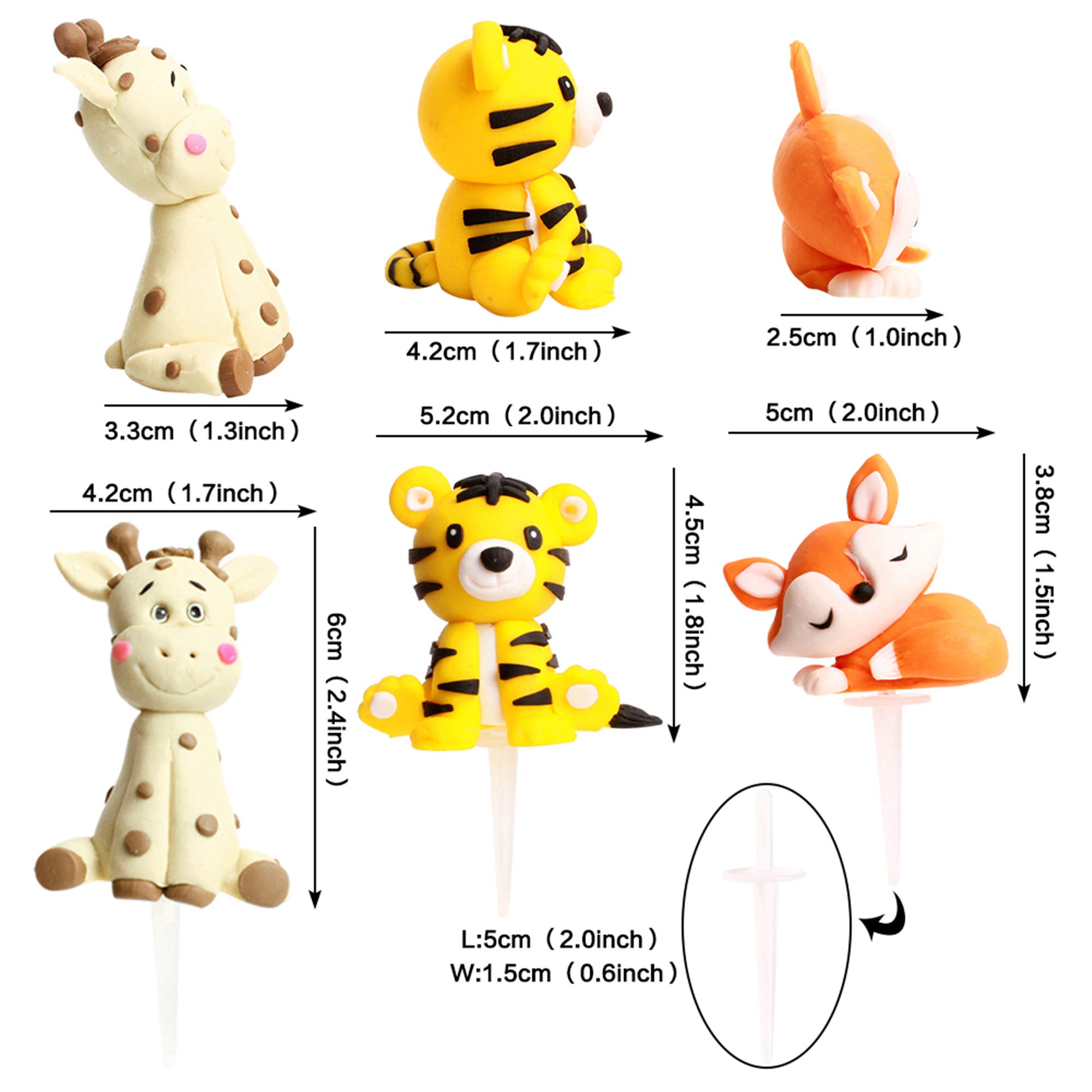 Blumomon 6Pcs 3D Jungle Animal Cake Decoration Toppers Fox Tiger ...