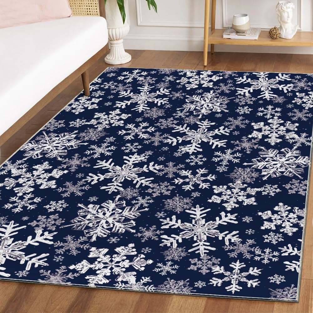 Amazon.com: Artoid Mode Navy Blue Snowflakes Christmas Area Rug, Xmas ...