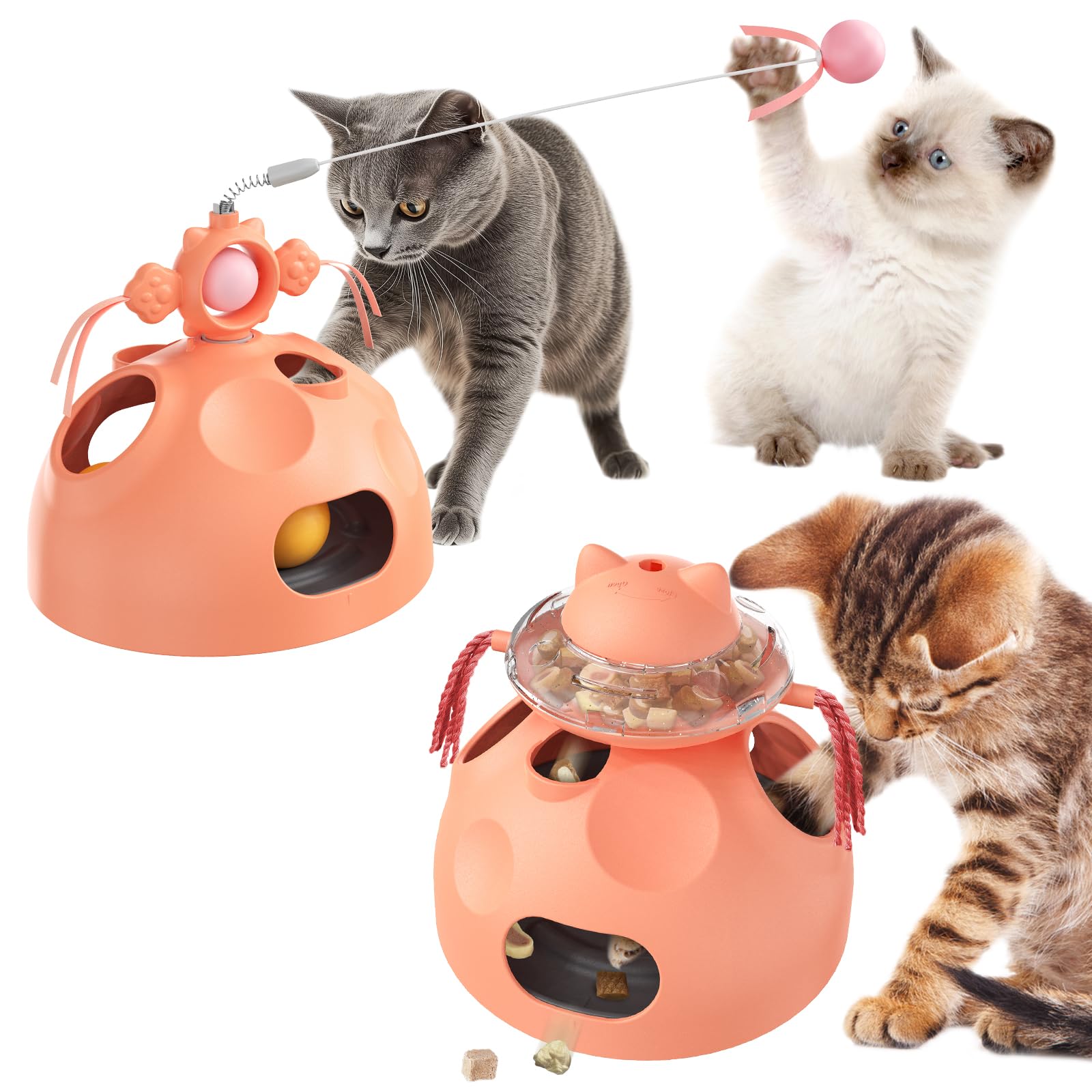 Amazon.com: 4 in 1 Interactive Cat Toys for Indoor Cats, Cat Treat ...
