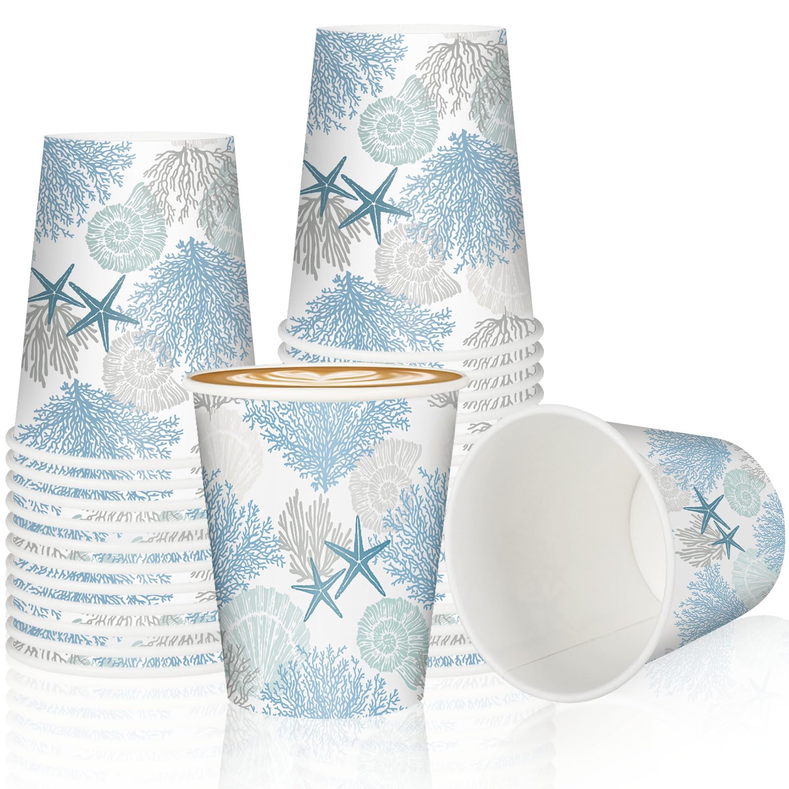 Amazon.com: Generic AnyDesign 100Pcs Coral Starfish Seashell Paper Cups ...