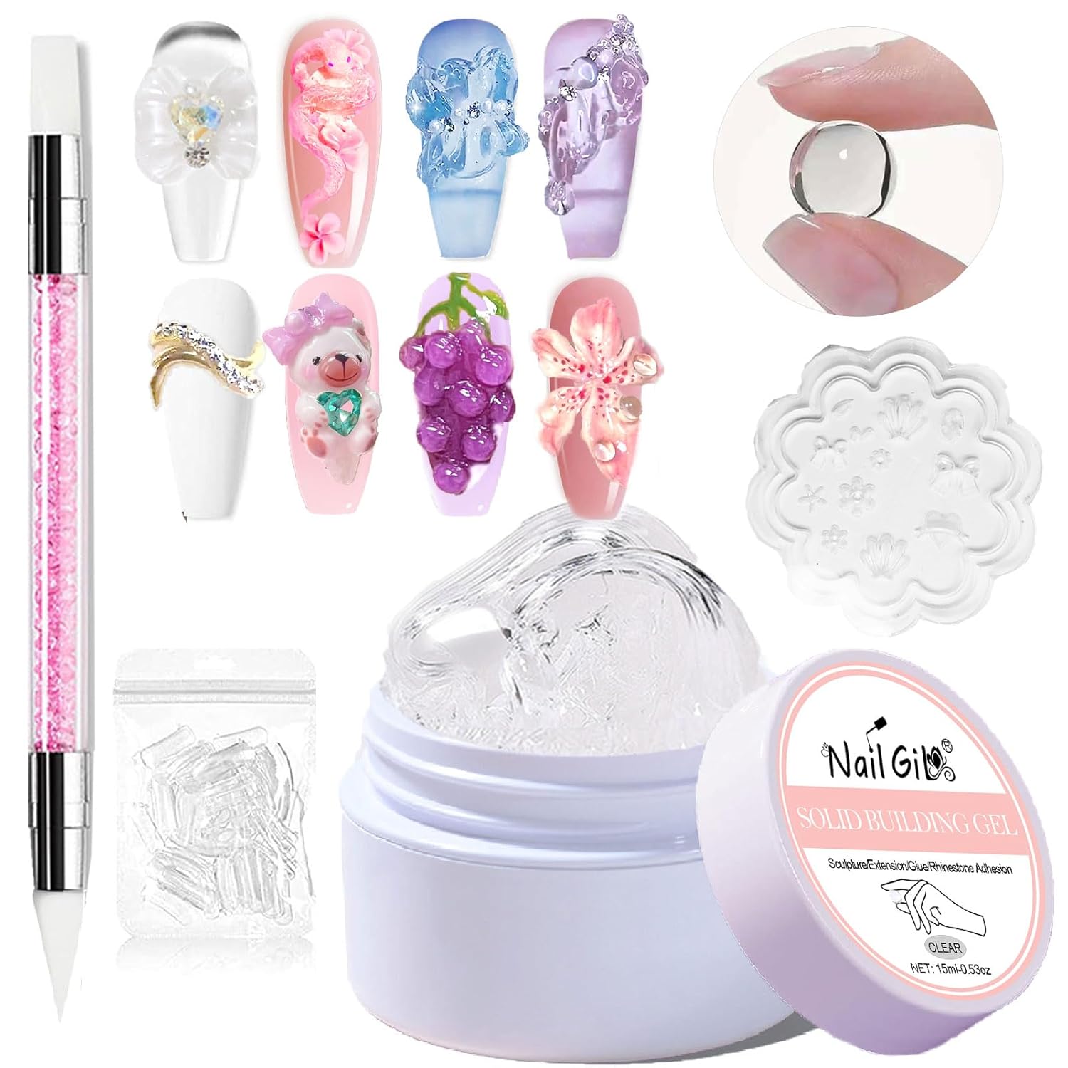 Amazon.com : NAILGIL Solid Builder Gel For Nails,3D Nail Art Sculpture ...