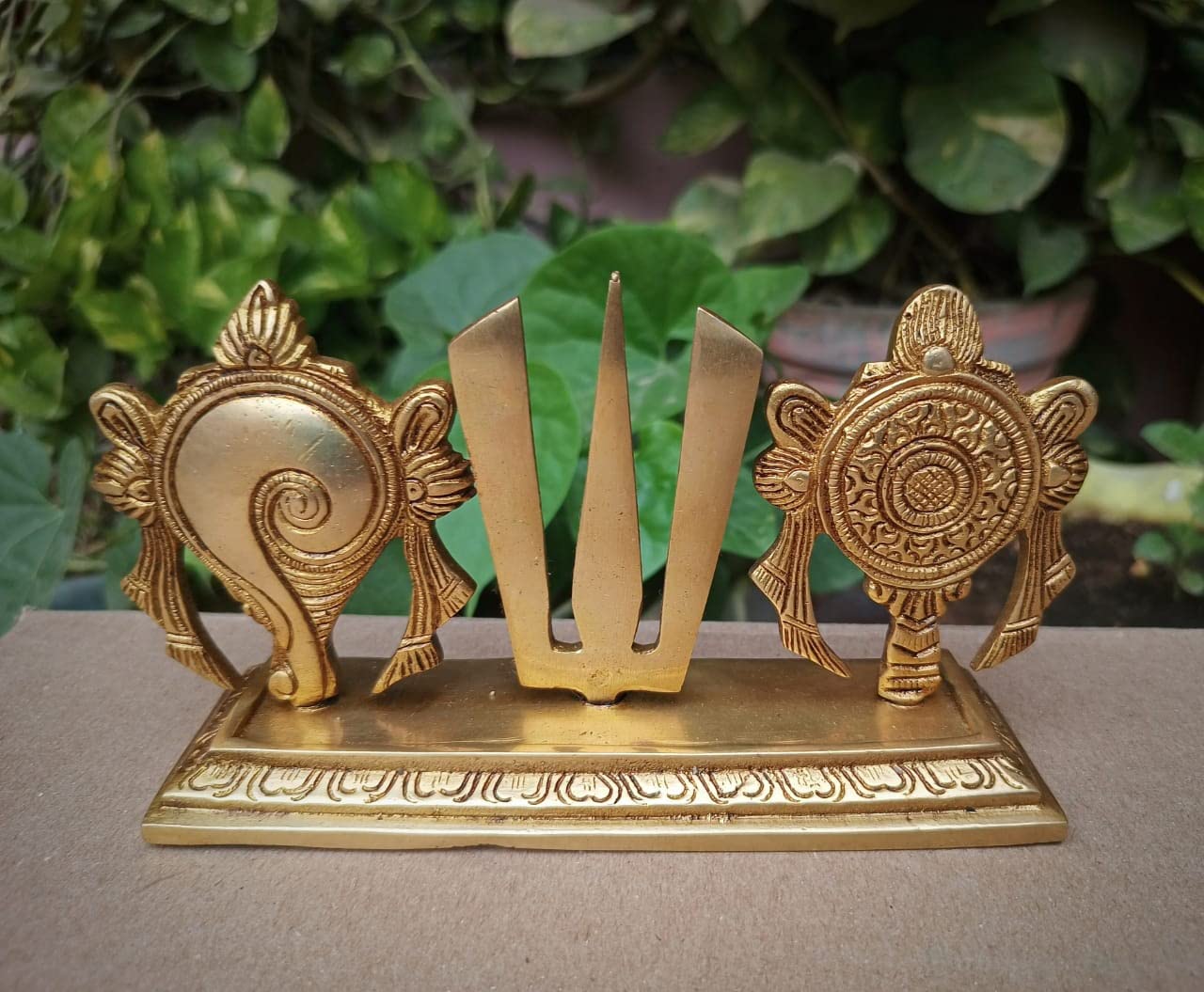 Brass Idol Tirupathi Balaji Shankh Chakra Tilak Padmanabha Swami ...