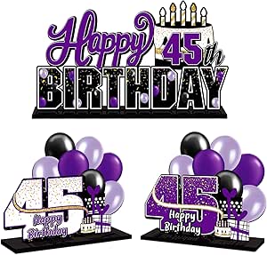 Amazon.com: LINGTEER Happy 45th Birthday Purple Acrylic Table Topper ...