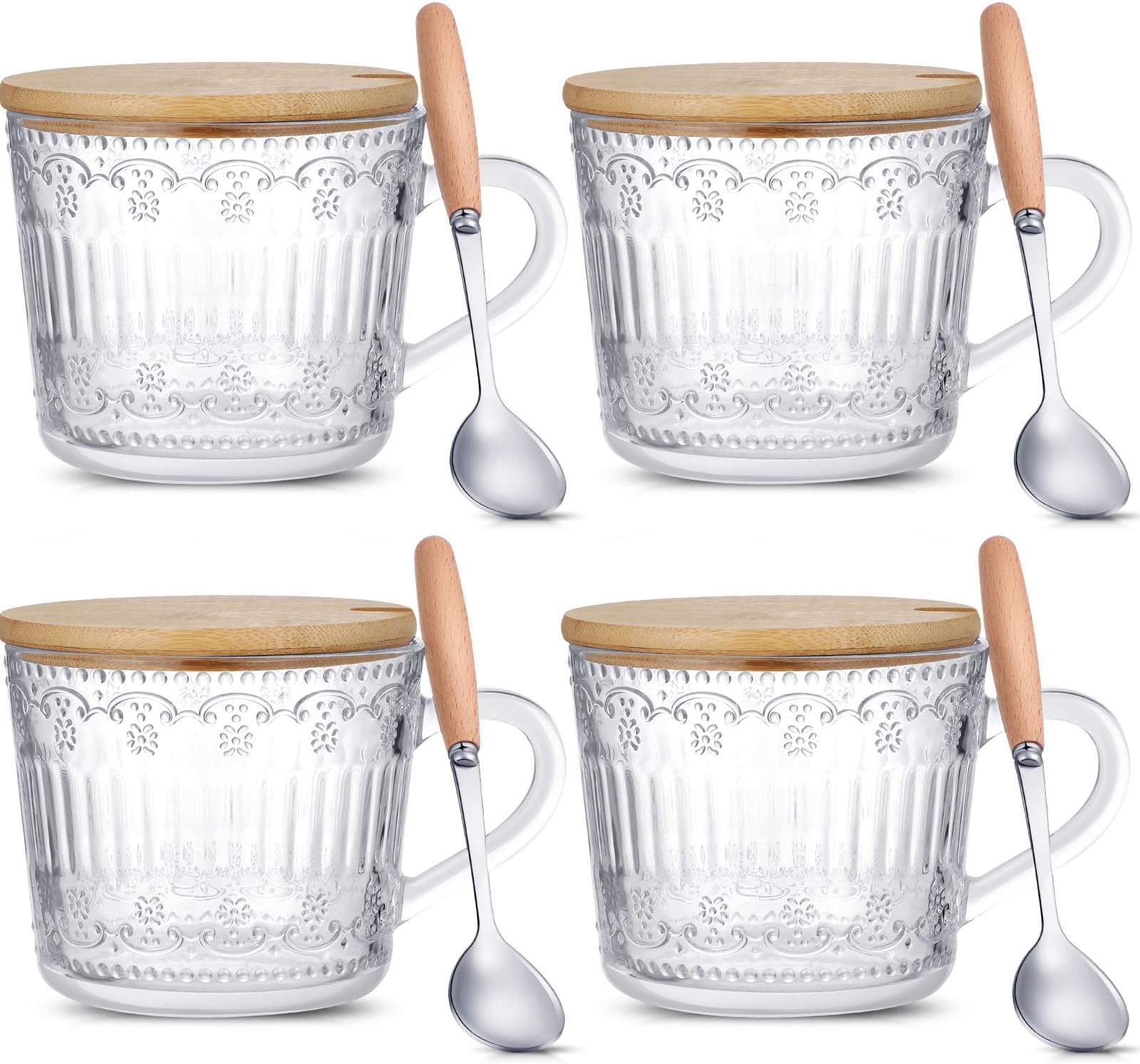 Amazon.com: Nuenen 4 Sets Vintage Coffee Mugs with Bamboo Lids and ...