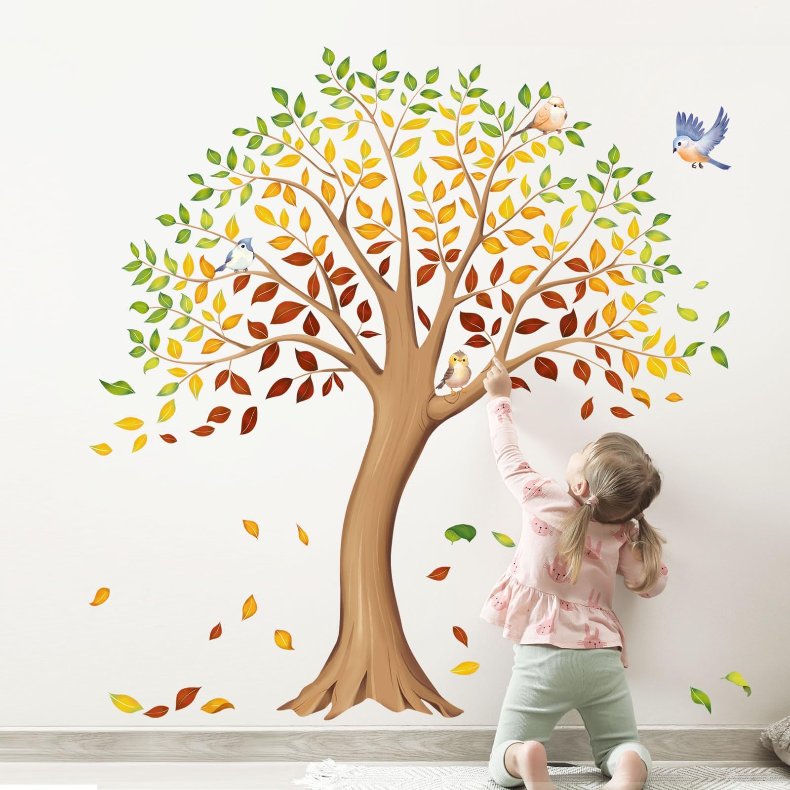 Amazon.com: Colorful Large Fall Tree Wall Decals Autumn Tree Leaves ...