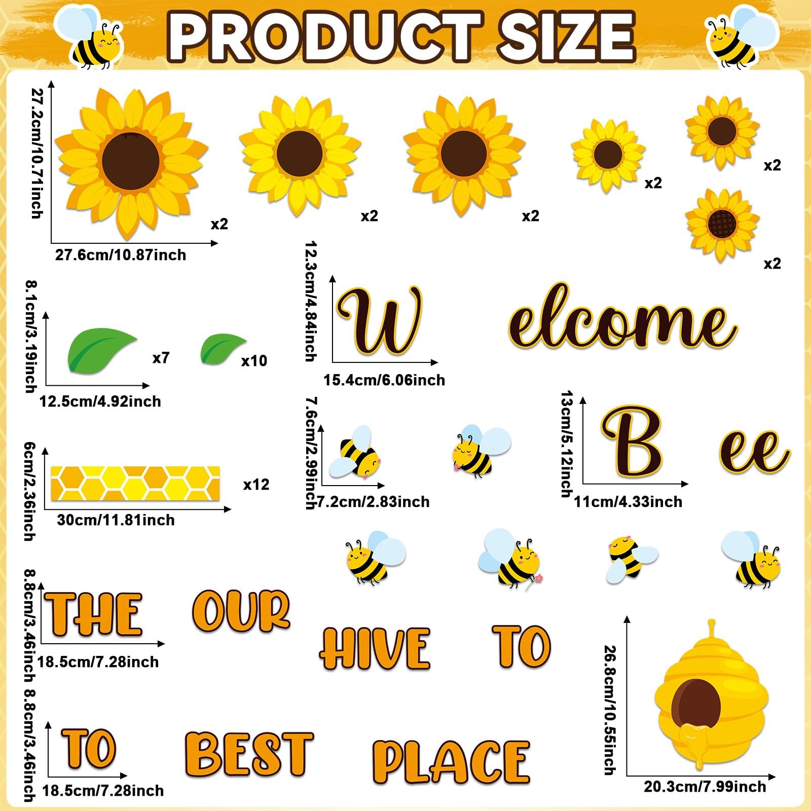 Snapklik.com : Bee Sunflower Bulletin Board Set Welcome To Our Hive ...