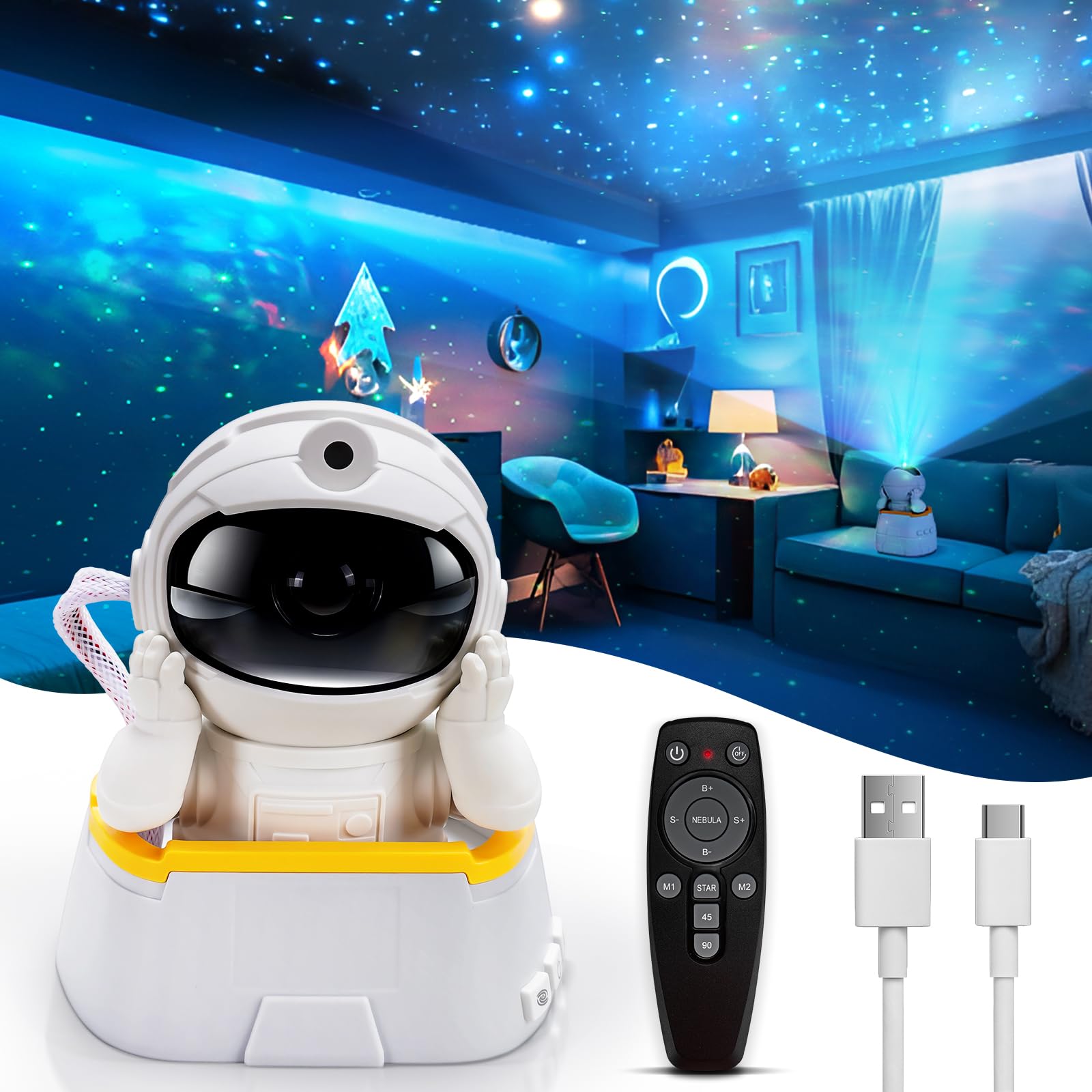 Snapklik.com : Galaxy Projector Star Night Light, Astronaut Space ...