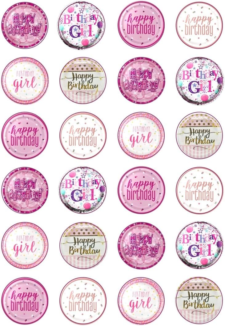 30 Happy Birthday Pink Cupcake Toppers Edible Wafer Paper Fairy Cake ...