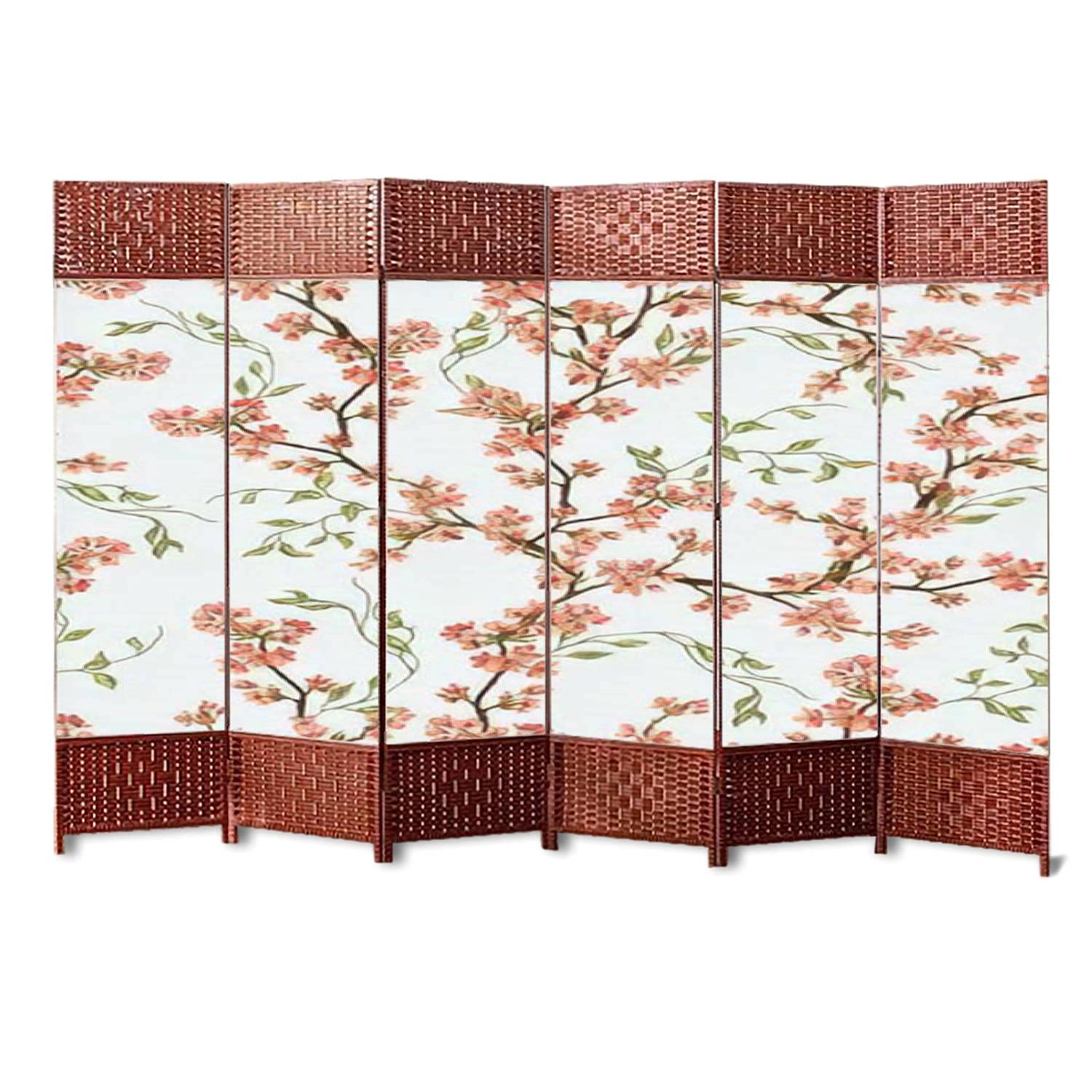 Buy 6 Panels Weave Folding Room Divider Exotic Chinoiserie Wallpaper ...