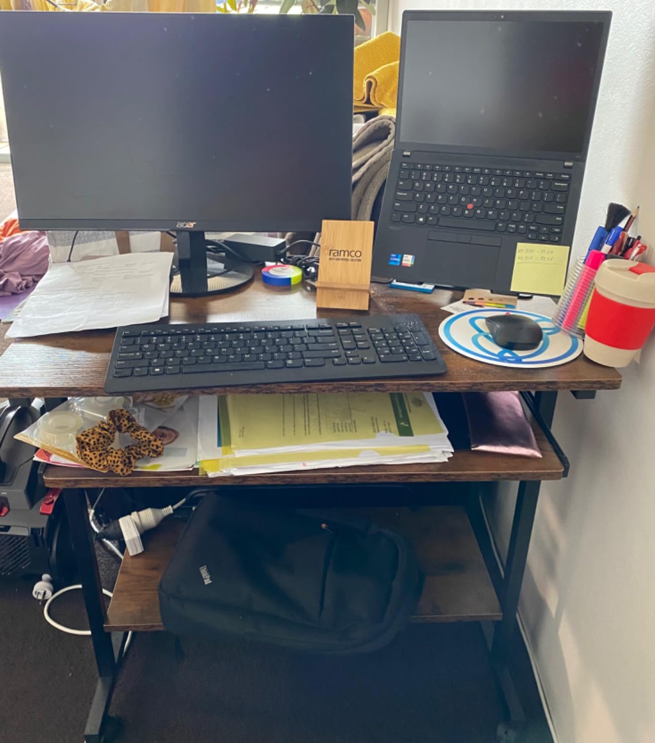 Giantex Mobile Computer Desk w/Keyboard Tray, Compact Rolling Laptop PC ...