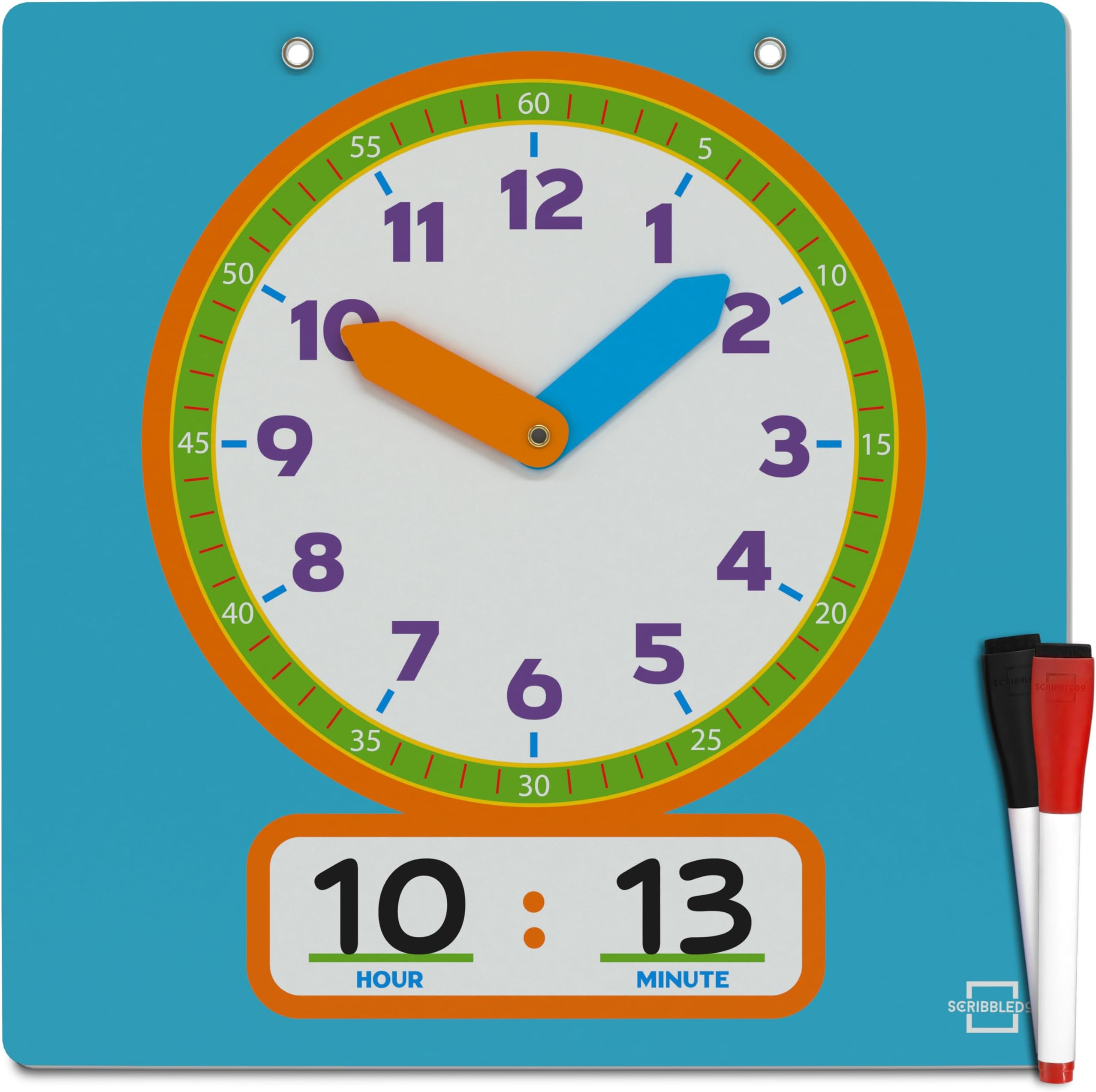 Amazon.com: Teacher's Choice Writable Dry Erase Learning Clock | Large ...