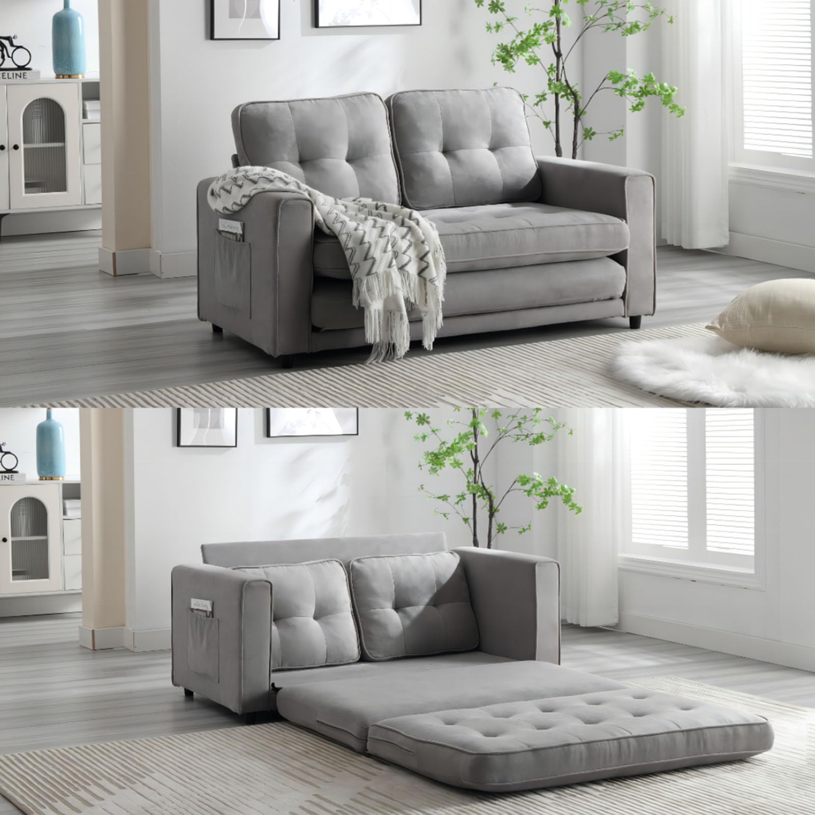 Amazon.com: MWrouqfur Folding Futon Sleeper Sofa with Pull Out Couch ...