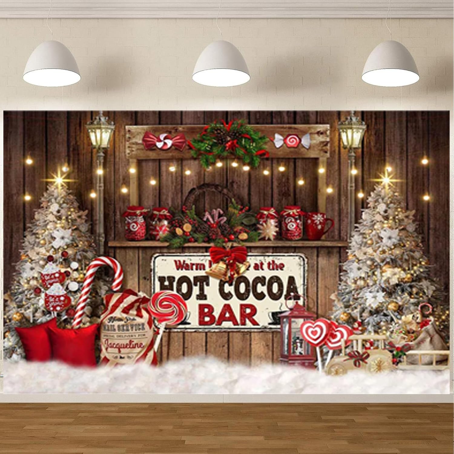 Amazon.com : Christmas Hot Cocoa Bar Backdrop for Photoshoot Winter ...