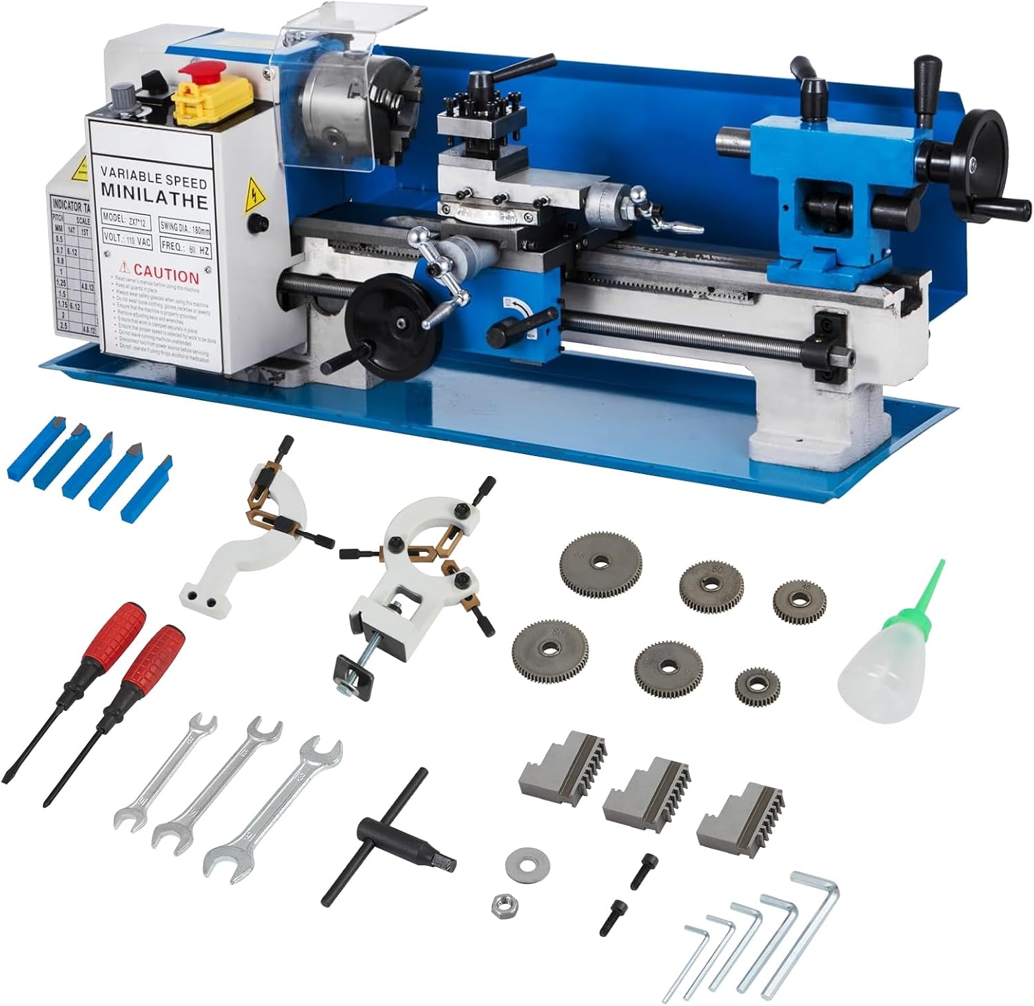 Amazon.com: Mini Metal-Lathe Machine,Benchtop Lathe 7"x12" 550W with 3 ...