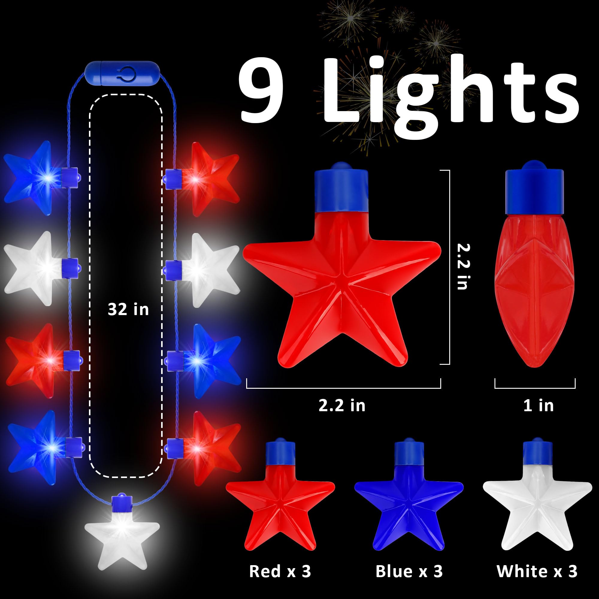 Snapklik.com : 4th Of July Accessories, 2Pcs Independence Day LED ...