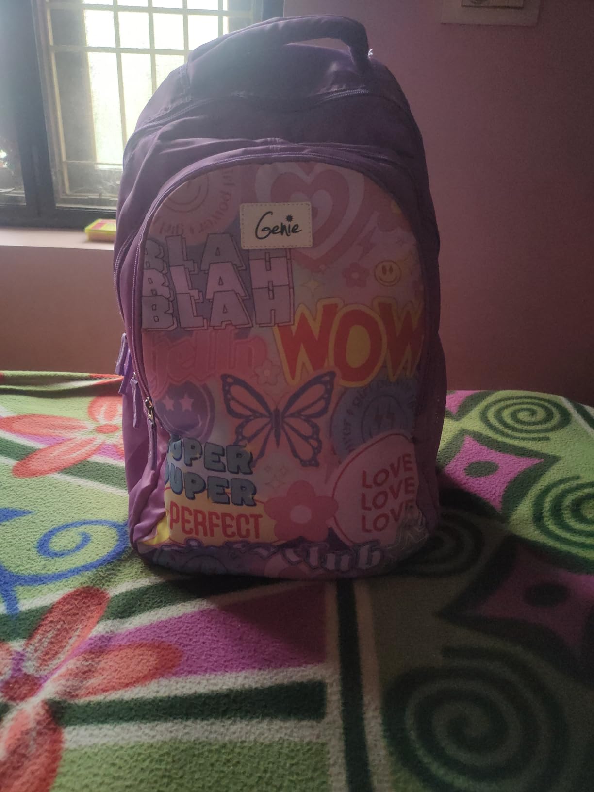 Buy Genie Summer School Bag for Girls, 17 inch. Pastel Lavender colour ...