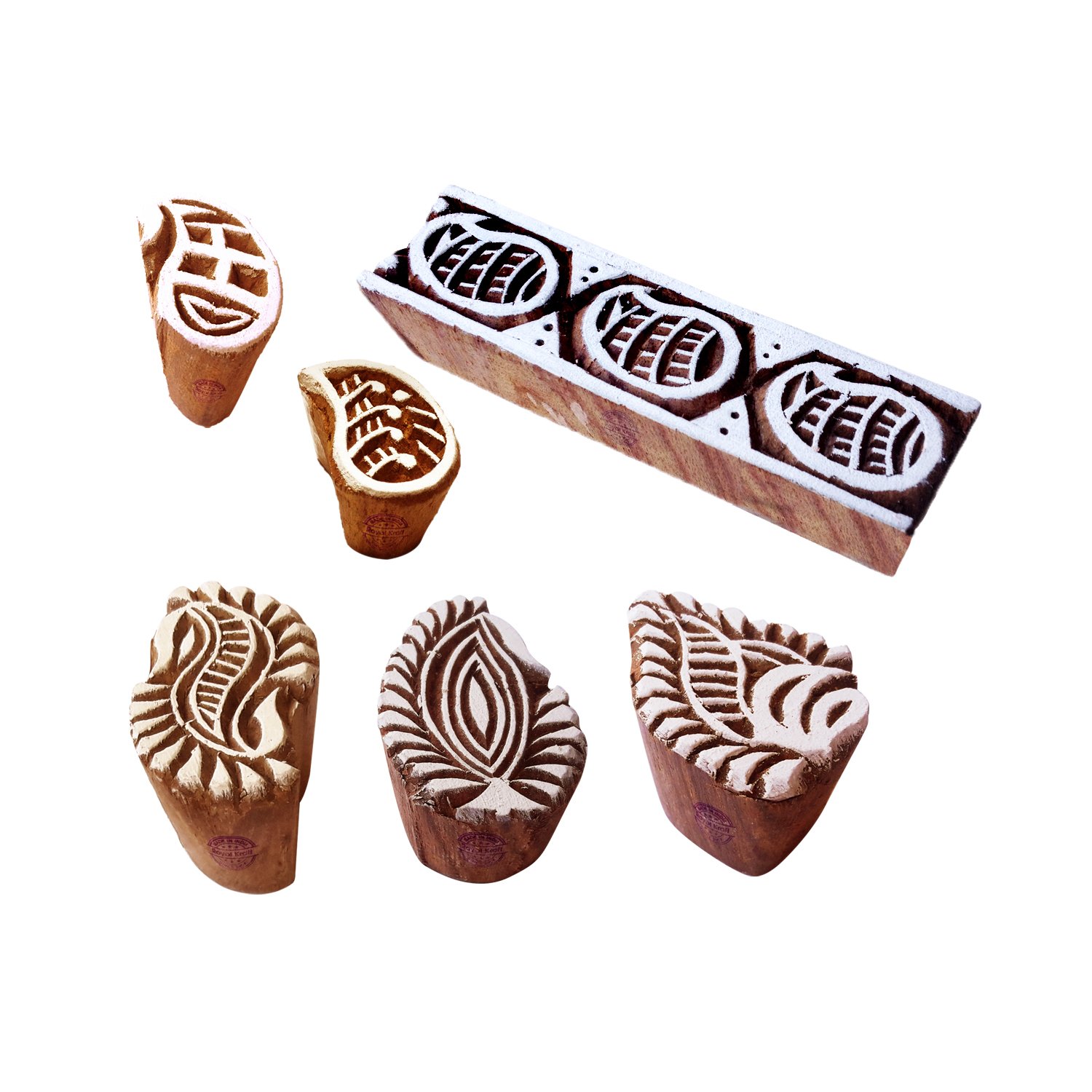 Mehndi Wood Blocks Paisley Shape Printing Stamps (Set of 6) : Amazon.in ...