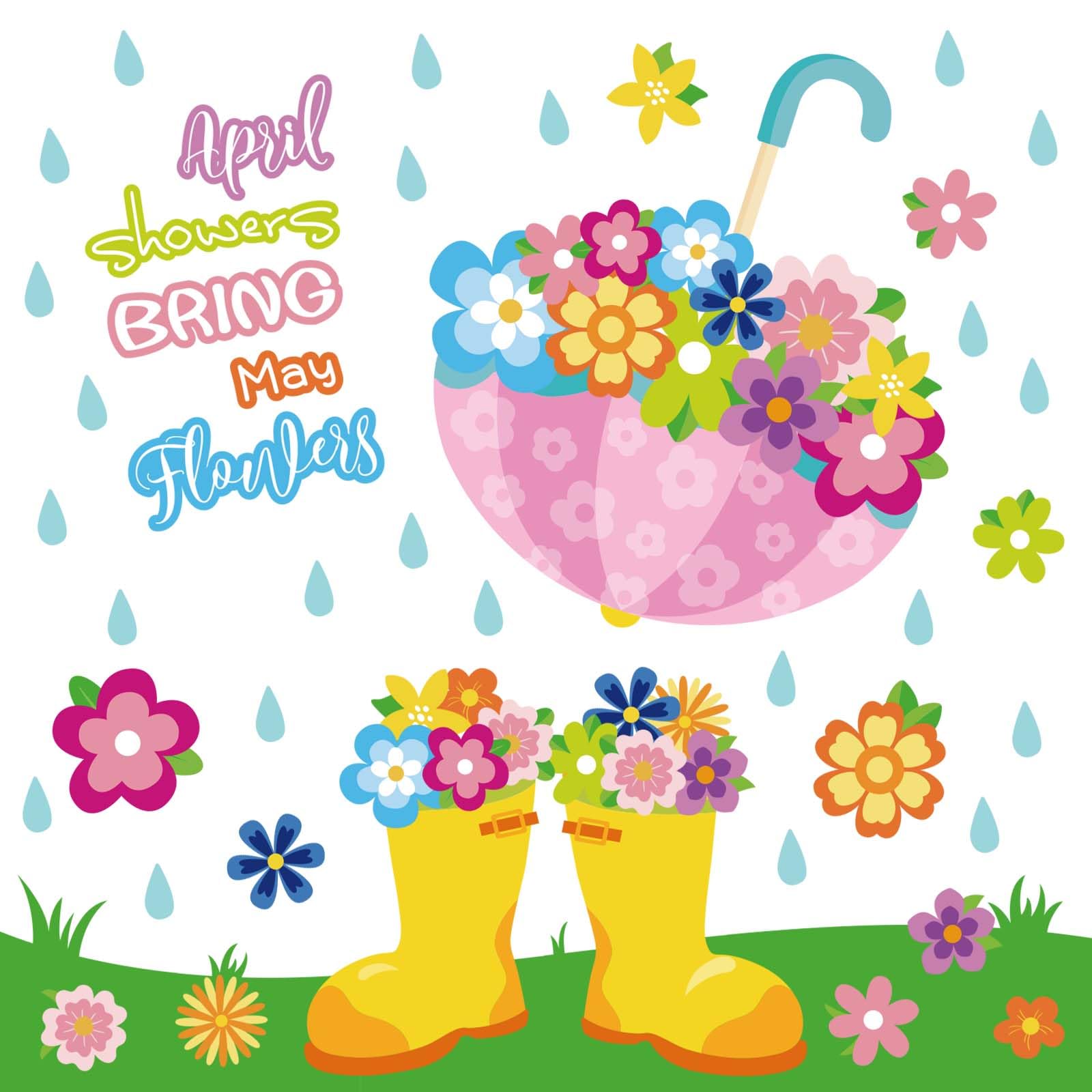 Amazon.com: JarThenaAMCS 94Pcs April Showers Bring May Flowers Spring ...
