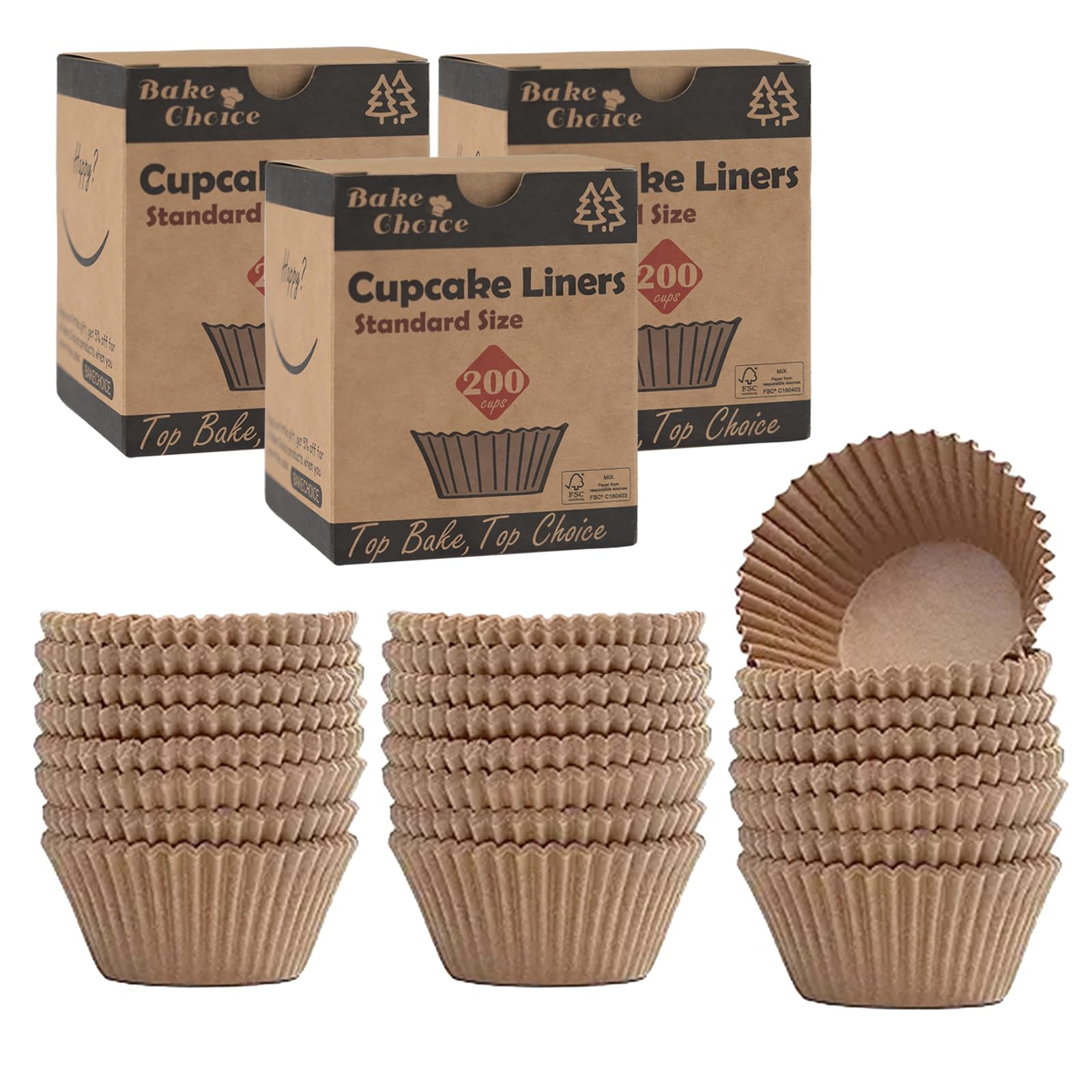 Amazon.com: Bake Choice Non-stick 600pcs Standard Cupcake Liners for ...