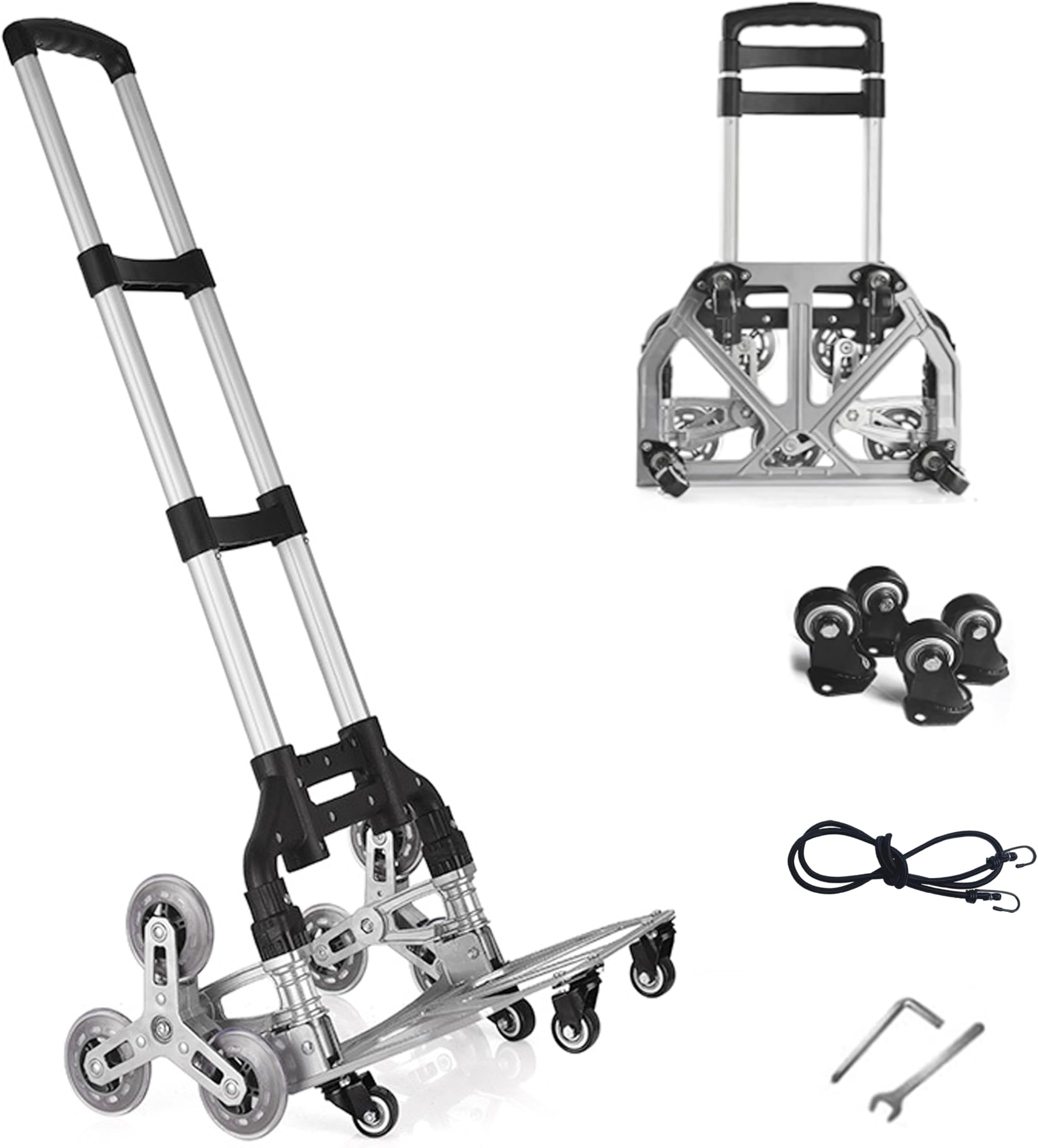 Hand Truck Stair Climber Cart with Wheels, Shopping Folding Grocery ...