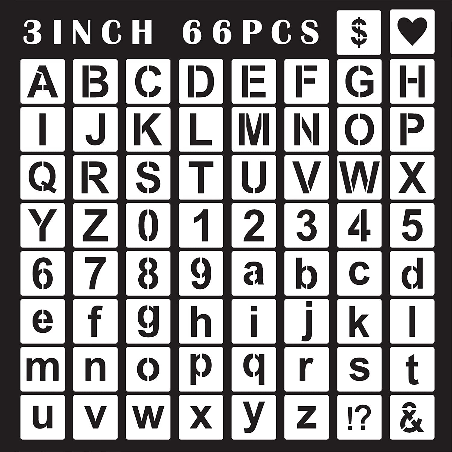 Buy Dequera Letter Stencils Interlocking Stencils 4 Inch, 66Pcs Numbers ...