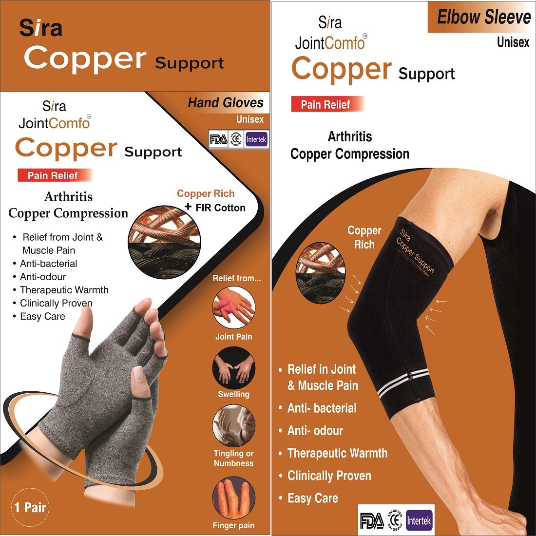Buy JOINTCOMFO Copper Compression Hand Gloves, Elbow Sleeve, Rheumatoid ...