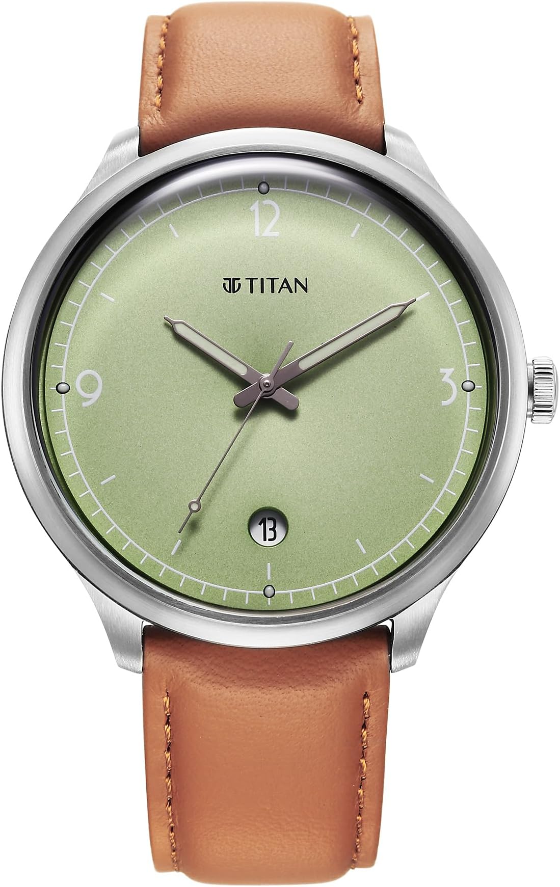Buy Titan Timeless Treasure Green Dial Analog Leather Strap Watch for ...