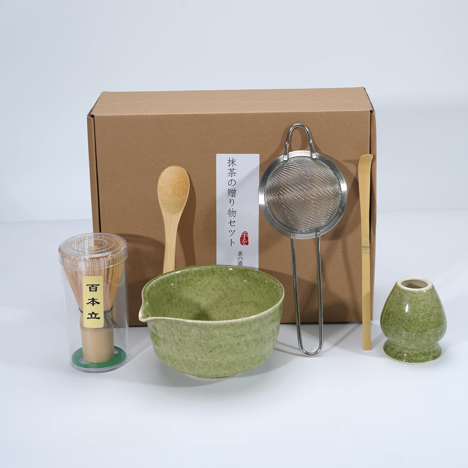 6pcs Matcha Kit Set，Matcha Set Includes Bowl with Spout and Bamboo ...