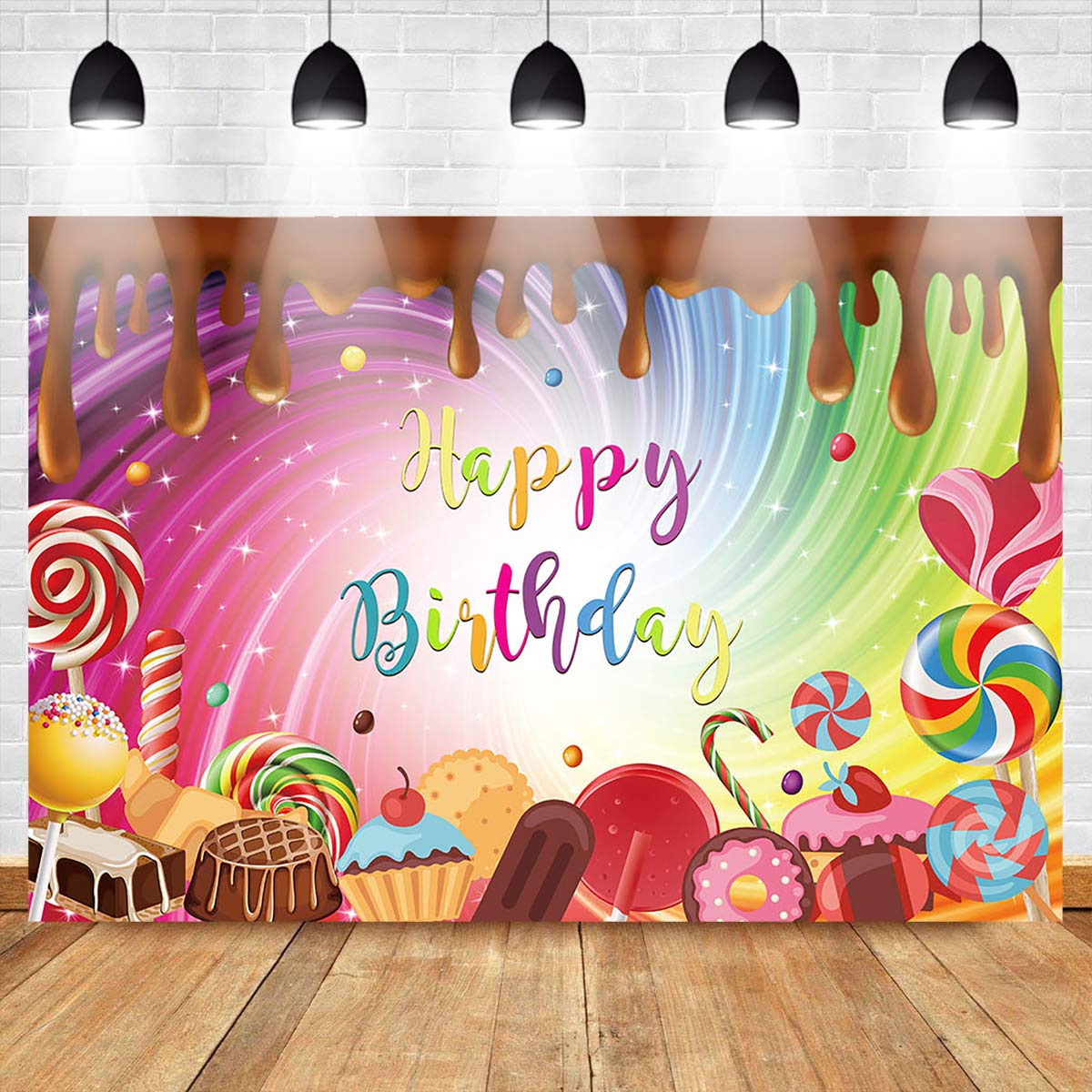 Buy Mocsicka Chocolate Birthday Backdrop 7x5ft Sweet Candy Theme Party ...