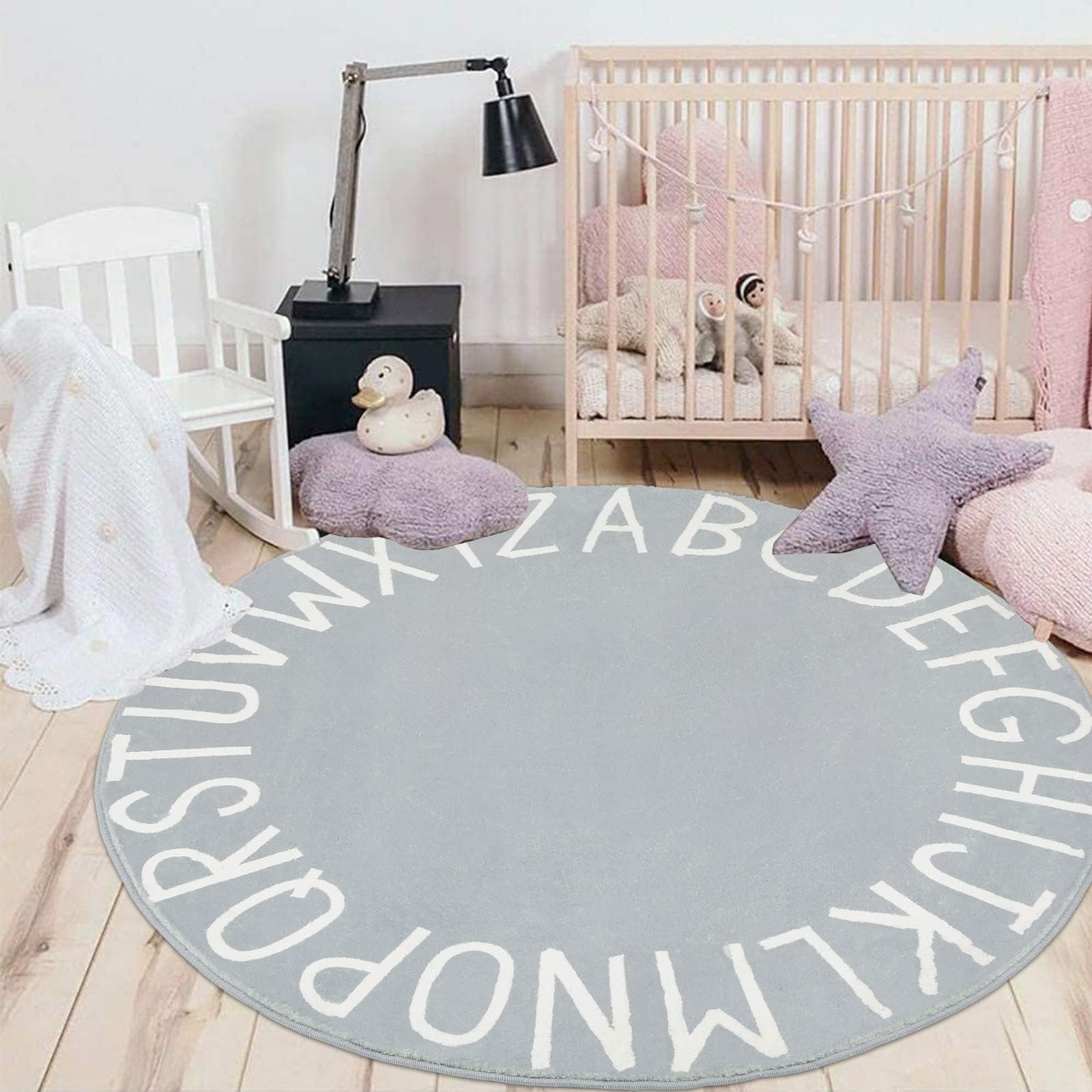 Amazon.com: nuLOOM Kids Washable Round Alphabet Area Rug, 4' Round ...