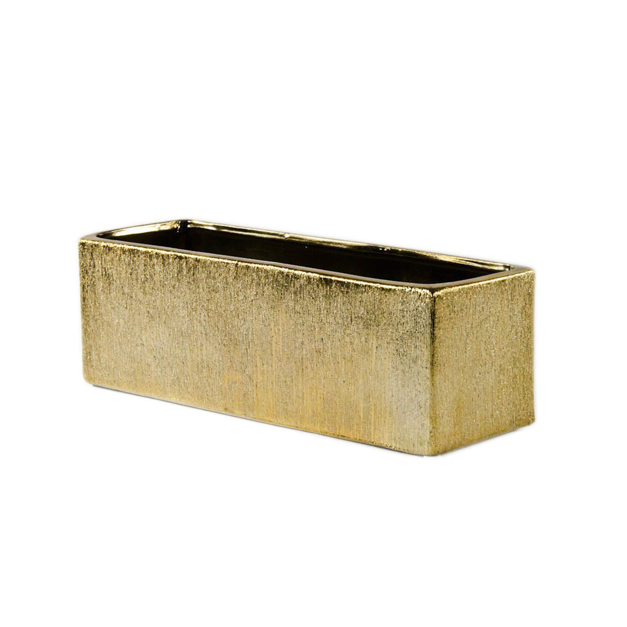 Amazon.com: WGVI Long Rectangle Ceramic Planter Vase in Gold Etched 12 ...