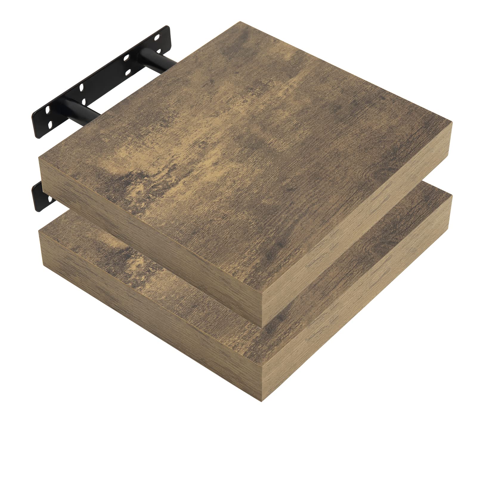 WOLTU 2 Pcs Floating Shelf, Color of Rustic Brown, Wooden Wall Storage ...