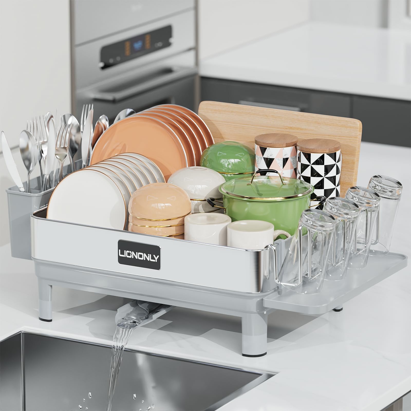 Amazon.com - SONGMICS Large Dish Drying Rack, Premium Stainless Steel ...