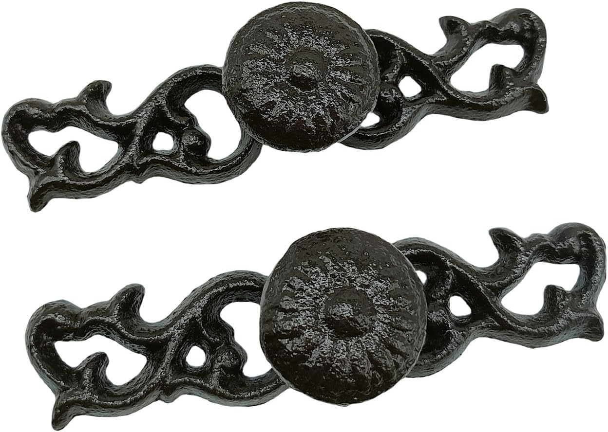 Joyindecor 2 Pack Black Cast Iron Drawer Pulls - Heavy Duty 5.3'' Long ...
