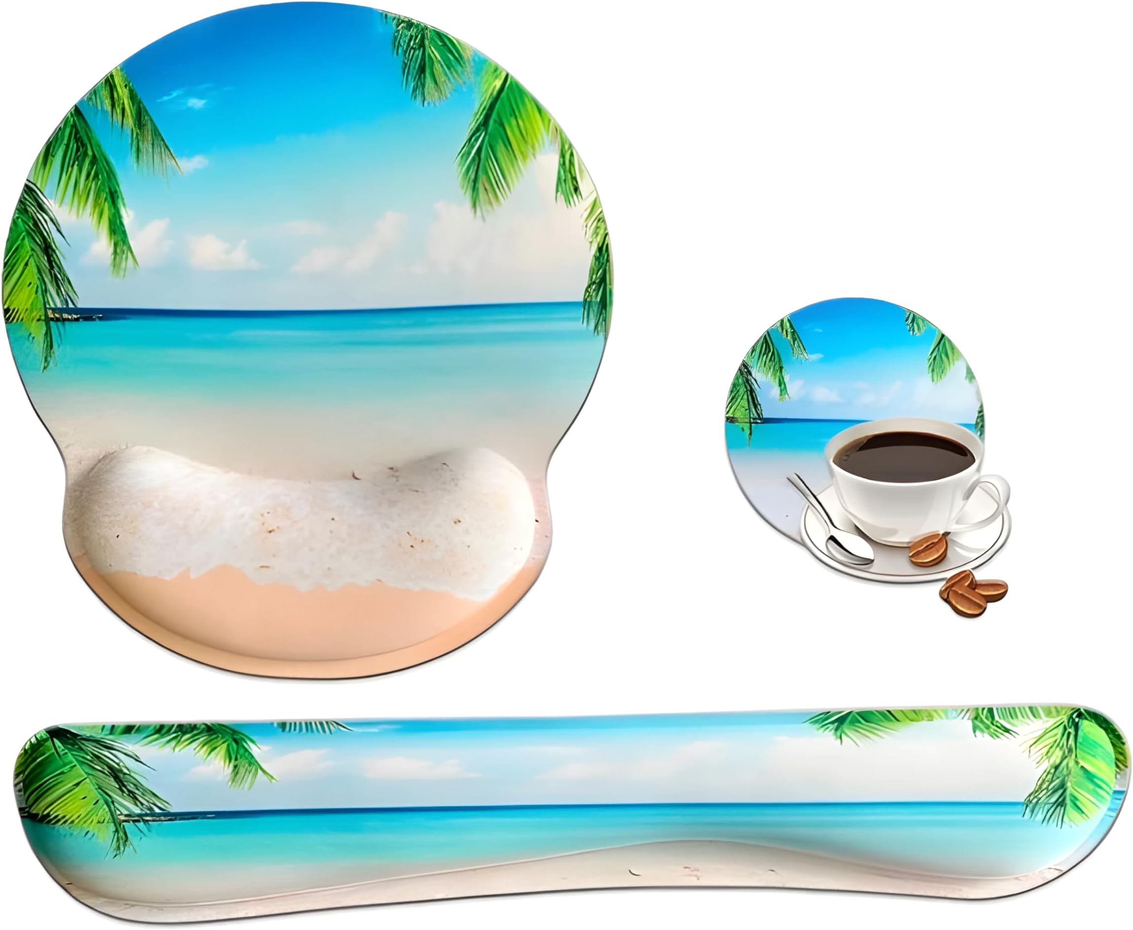 Amazon.com : BKS Beach Mouse Pad and Keyboard Wrist Rest Support Set ...