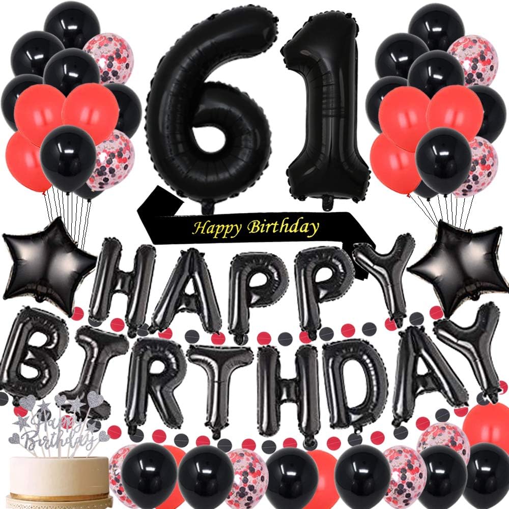 Amazon.com: Black 61ST birthday Party Decorations Supplies Black theme ...