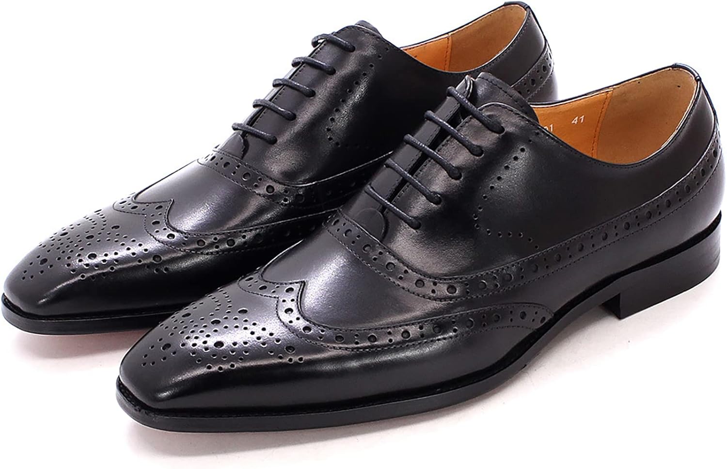 Mens Brogue Formal Dress Classic Oxfords Leather Lace-ups Work Uniform ...