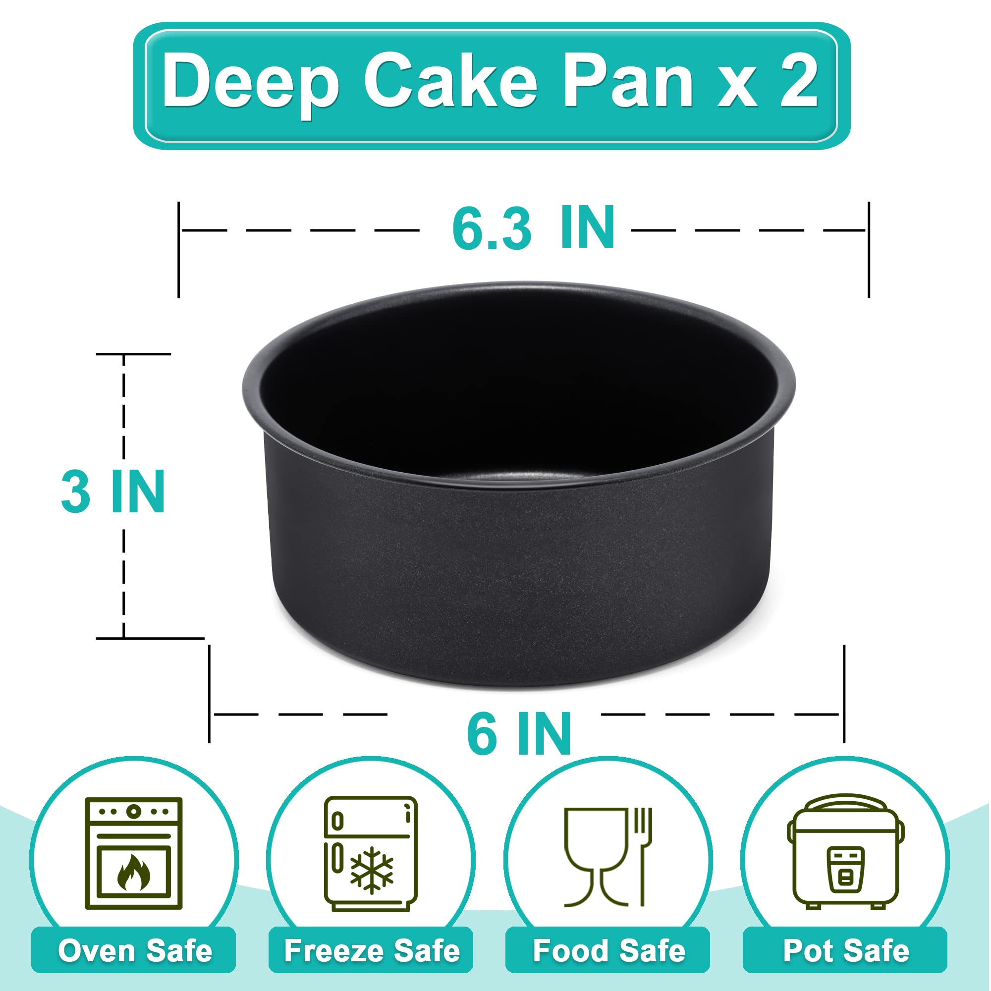 Snapklik.com : 6 X 3 Inch Cake Pan Set Of 2, Nonstick Stainless Steel ...