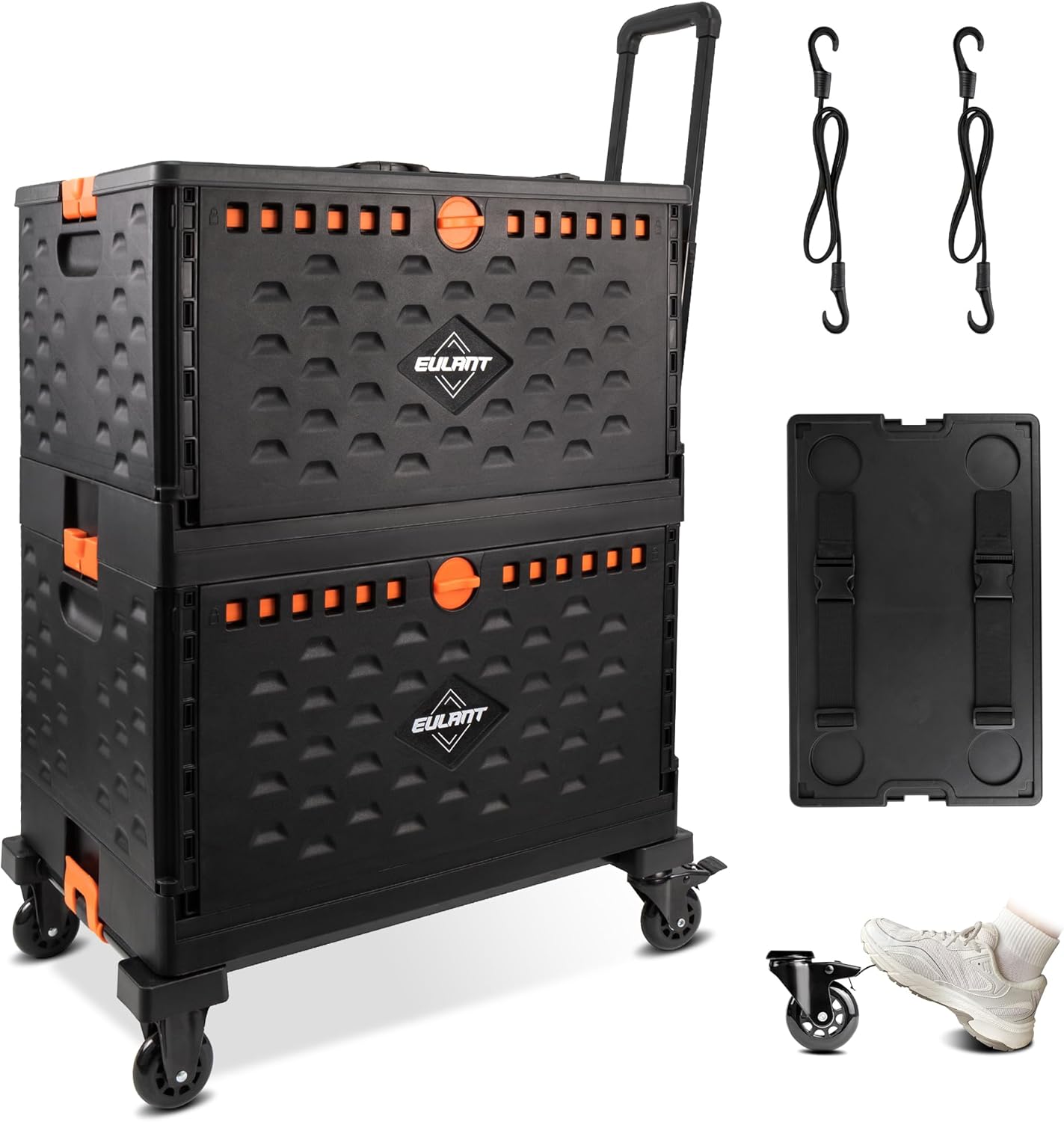 Amazon.com: Folding Utility Carts + 2 Pack 16 Gal Collapsible Crate ...