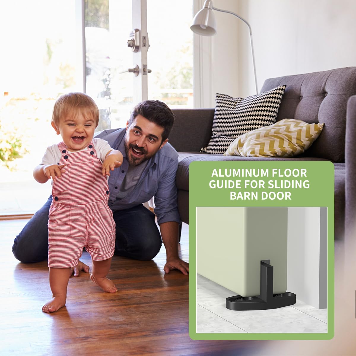 Snapklik.com : JUGREAT Black Aluminum T-Guide For Sliding Barn Door ...