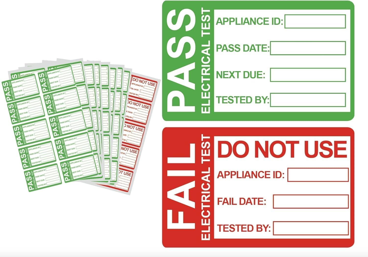 Pat Testing Stickers, 500PCS Pass & 50PCS Fail Pat Testing Labels, 1x1 ...