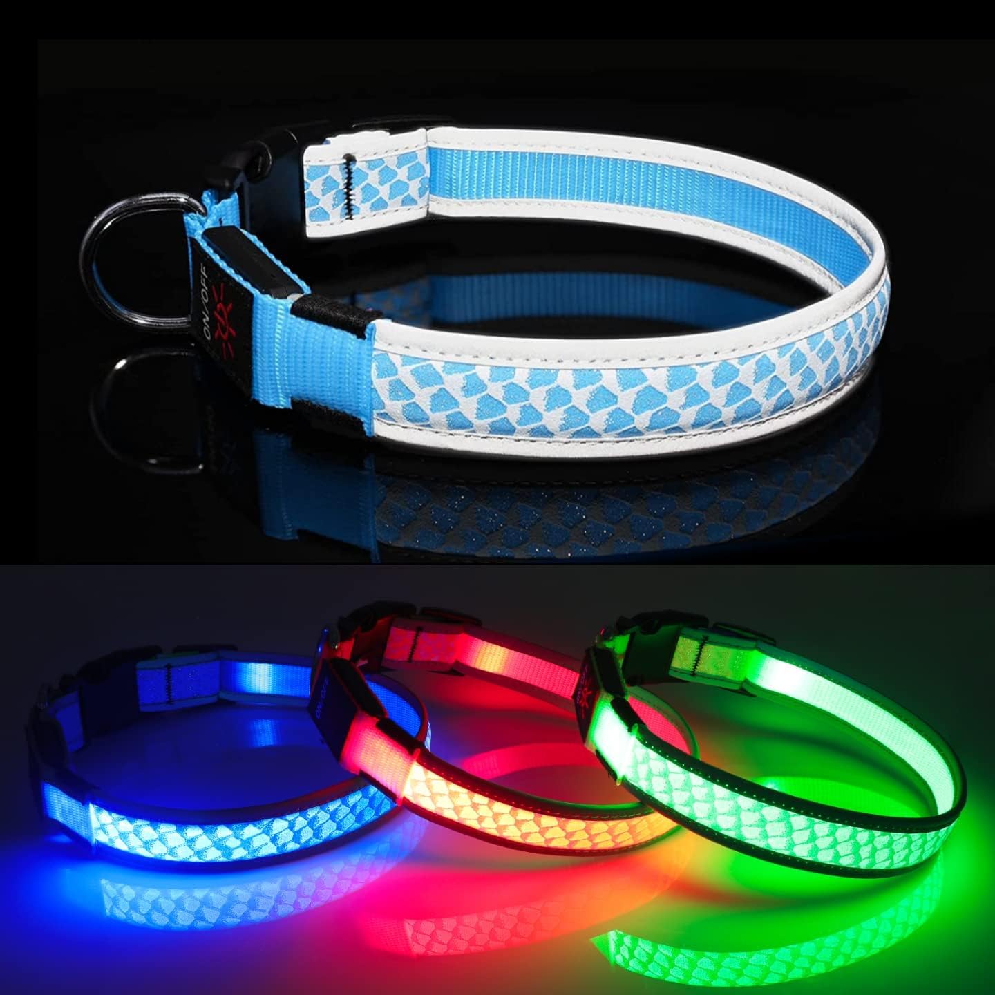 Light Up Dog Collar LED Flashing Dog Collar USB Rechargeab with 2 ...