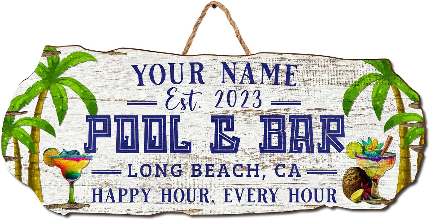 Amazon.com : V VIBEPY All Over Printed Personalized Wooden Pool Bar ...