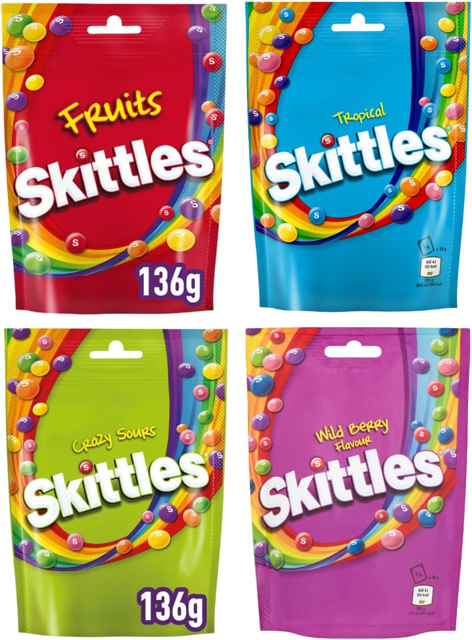 Skittle Sweets Sharing Bag Mix Bundle - x4 136g Sharing Bags, 4 ...