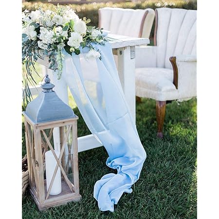 Amazon.com: Light Blue Chiffon Table Runner 10Ft Long 27x120 Inches ...
