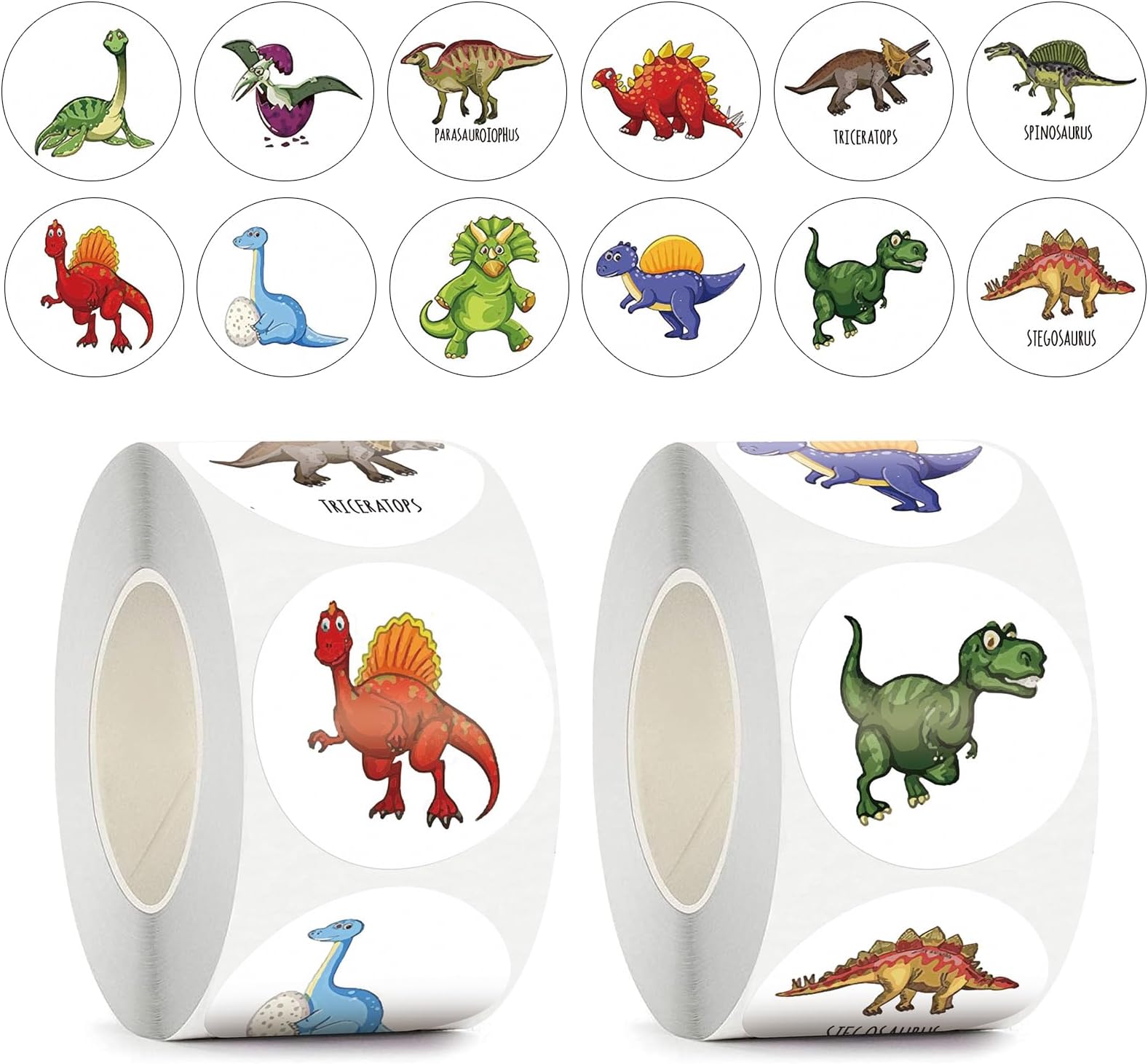1000pcs Dinosaur Stickers for Children Kids Reward Stickers 12 Designs ...