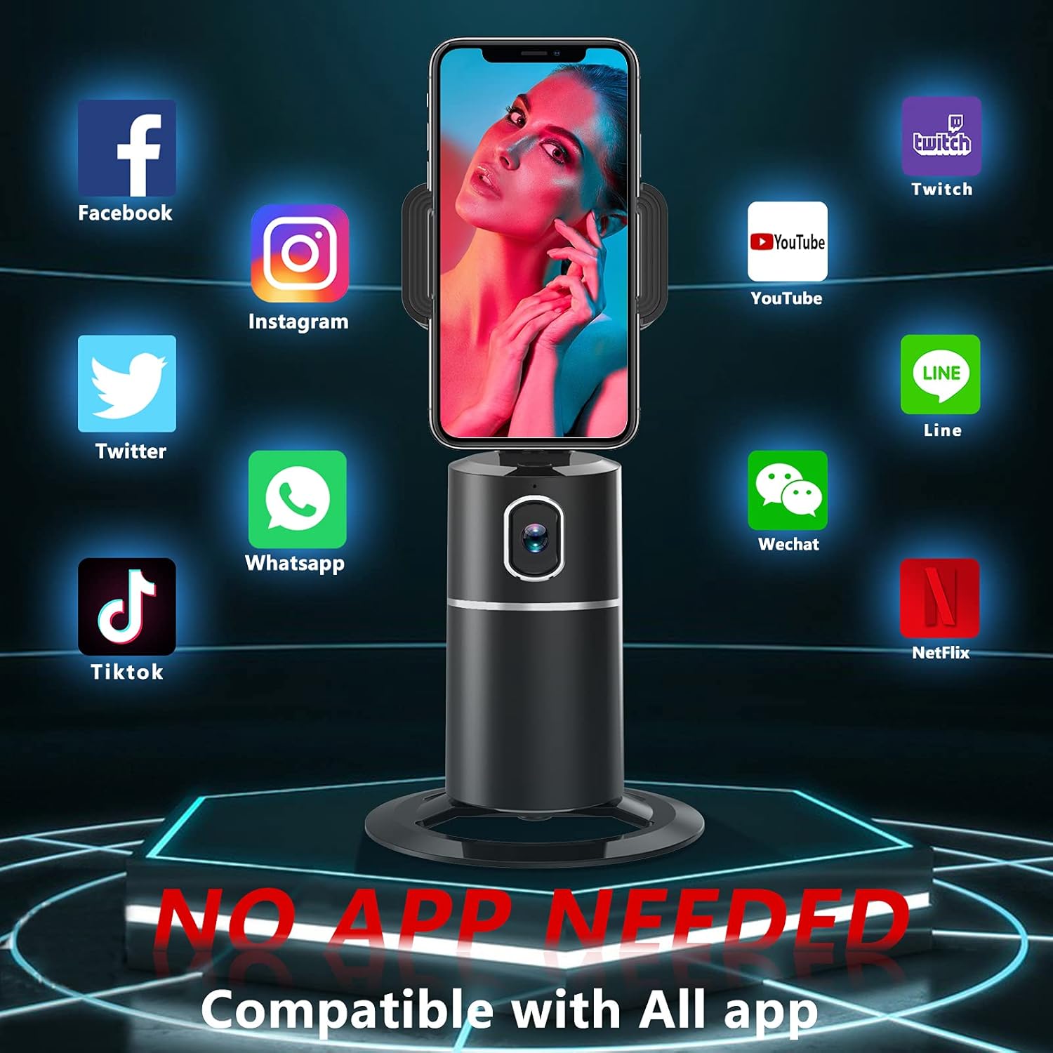 USHINING Smart Tracking Phone Holder, 360° Rotation Cell Phone Stand ...