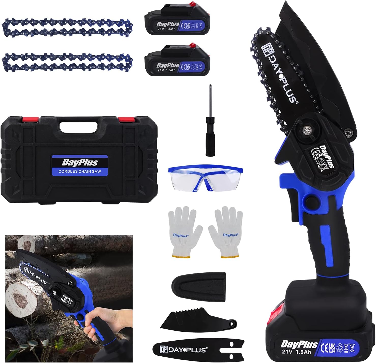 Amazon.com: Electric Chainsaw 4" Cordless Pruning Shears Chain Saw ...